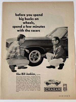 1969 Cragar Mags Wheels Rims Print Ad Grumpy Bill Jenkins Rally Sport ...