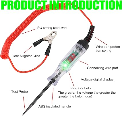 12V Circuit Tester Probe 3-48V Electric Car Fuse Test Light Voltage Pen ...