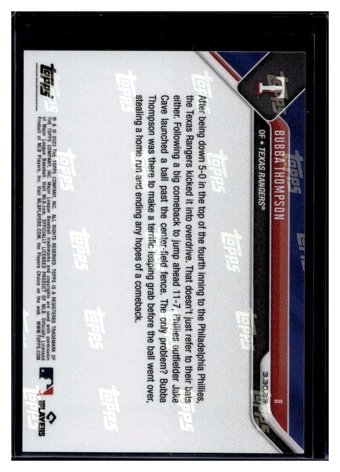 2023 Topps Now #8 Bubba Thompson Red Parallel Card #d /10 RC Rookie | eBay