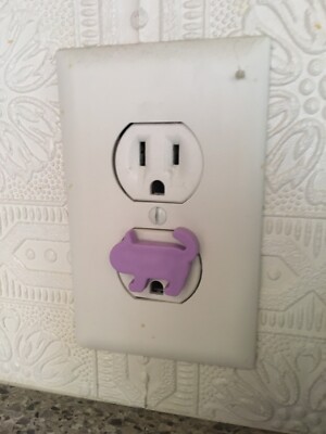 Socket Cover - Purple Plastic Cat, Covers One Socket, Electric outlet ...