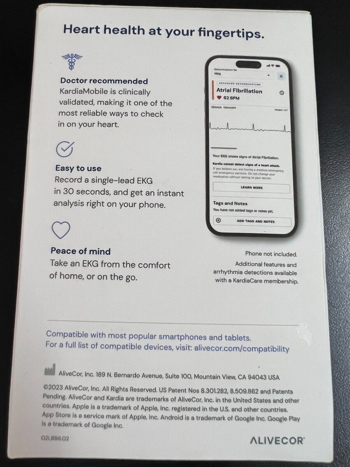 AliveCor KardiaMobile Personal EKG Monitor Factory sealed 7049/7193 ...