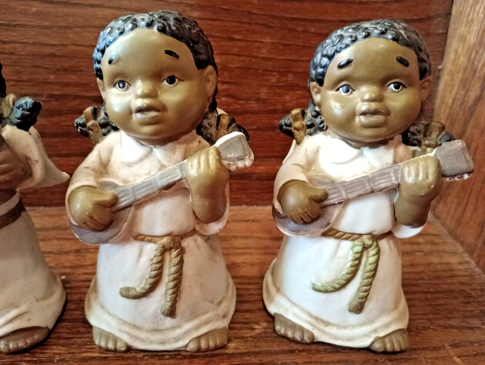 Collection of 6 African American Cheerful Angel Cherubs Figurines ...