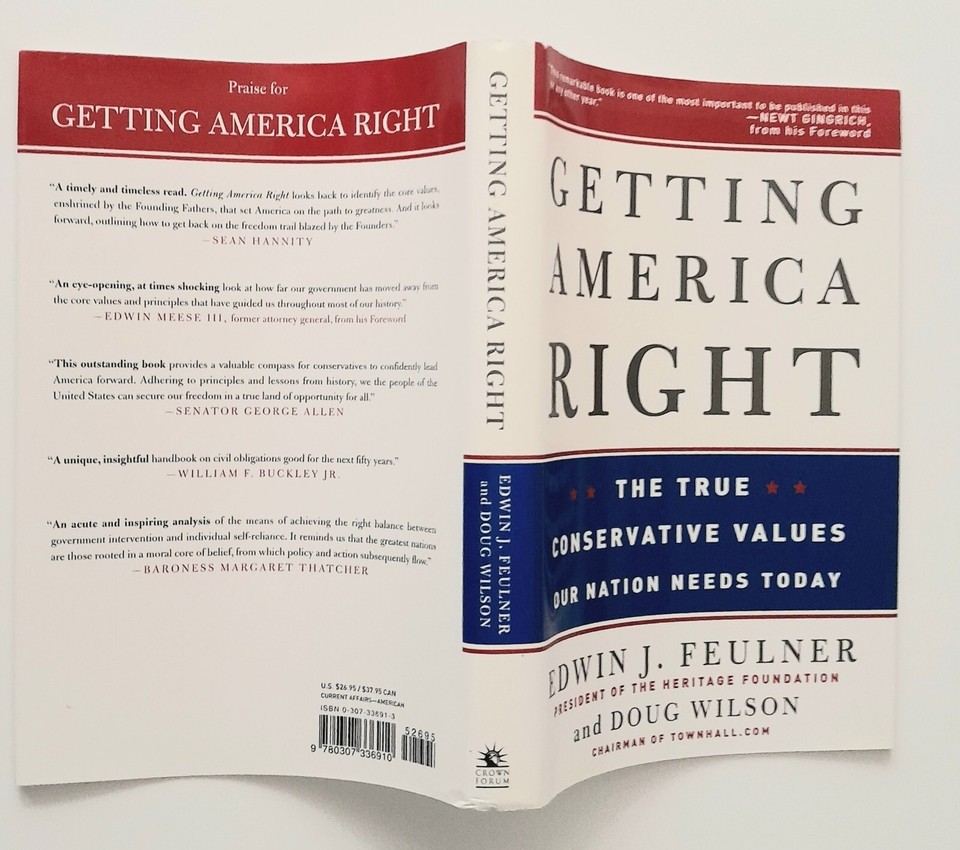 SIGNED Getting America Right by Edwin J. Feulner | eBay
