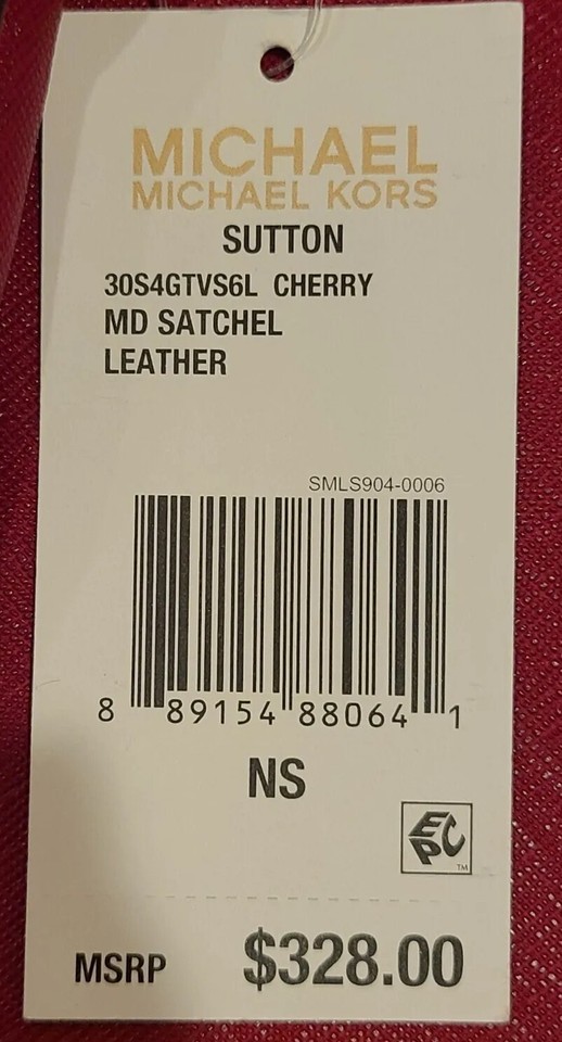 Michael kors SUTTON Cherry Medium Satchel Saffiano Leather $328 | eBay