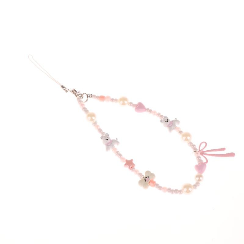 Y2K Cute Pink Puppy Beaded Phone Chain Cartoon West Highland Dog Phone ...
