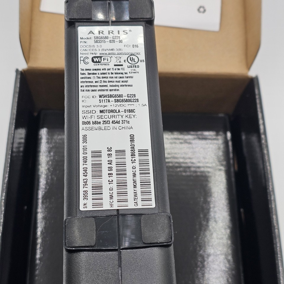 ARRIS Motorola SURFboard SBG6580 Modem & Wi-Fi Router N300 Dual Band ...