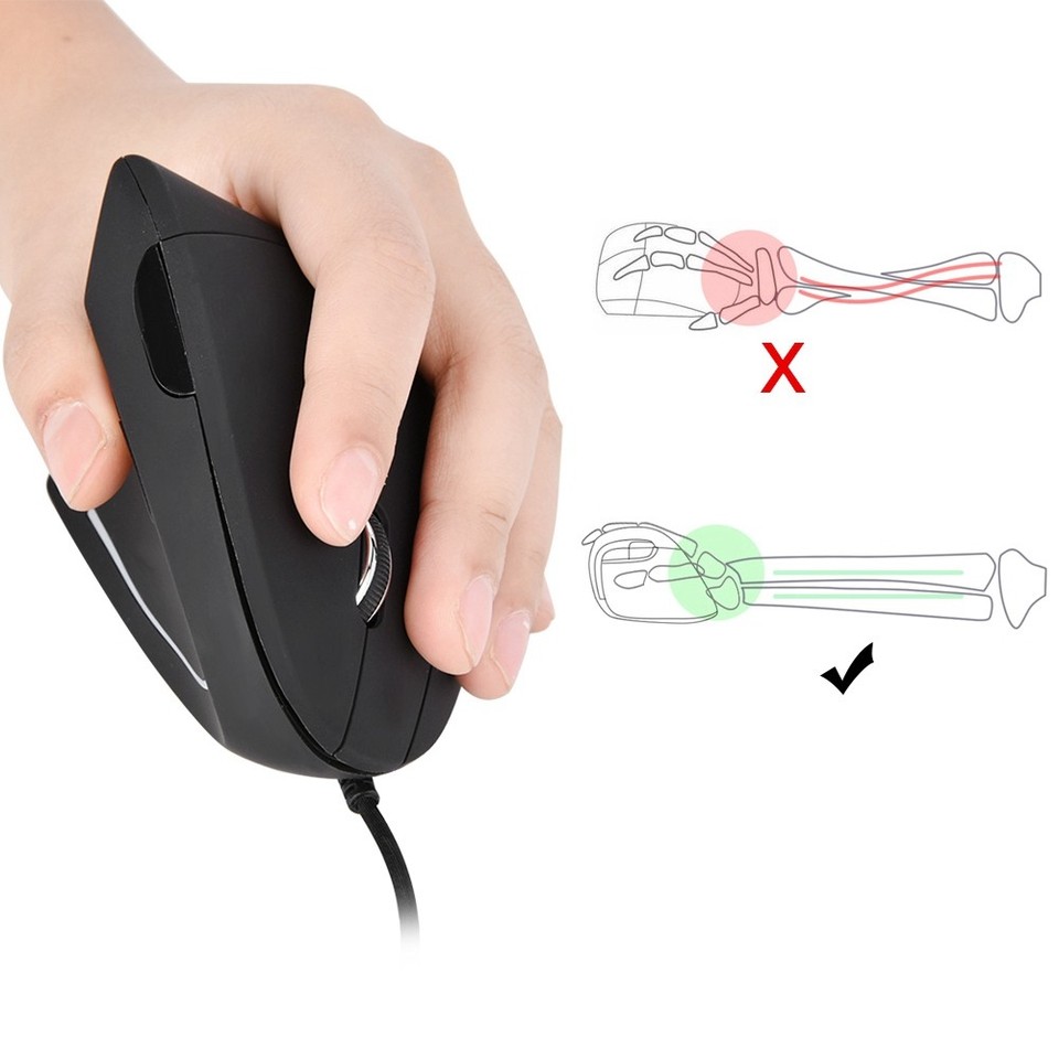 ♢USB Wired Left Hand Vertical Mouse Ergonomic Gaming Mouse Wrist ...