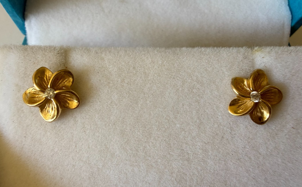 Maui Divers Plumeria Stud Collection Diamond Fine Jewelry 14k Gold 11mm ...