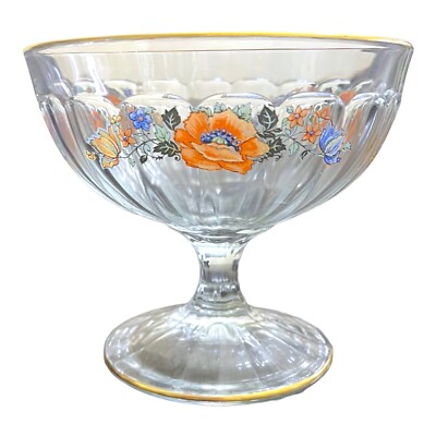 1920’s Antique Imperial Molly Clear Glass Poppy Flowers Pedestal Bowl ...