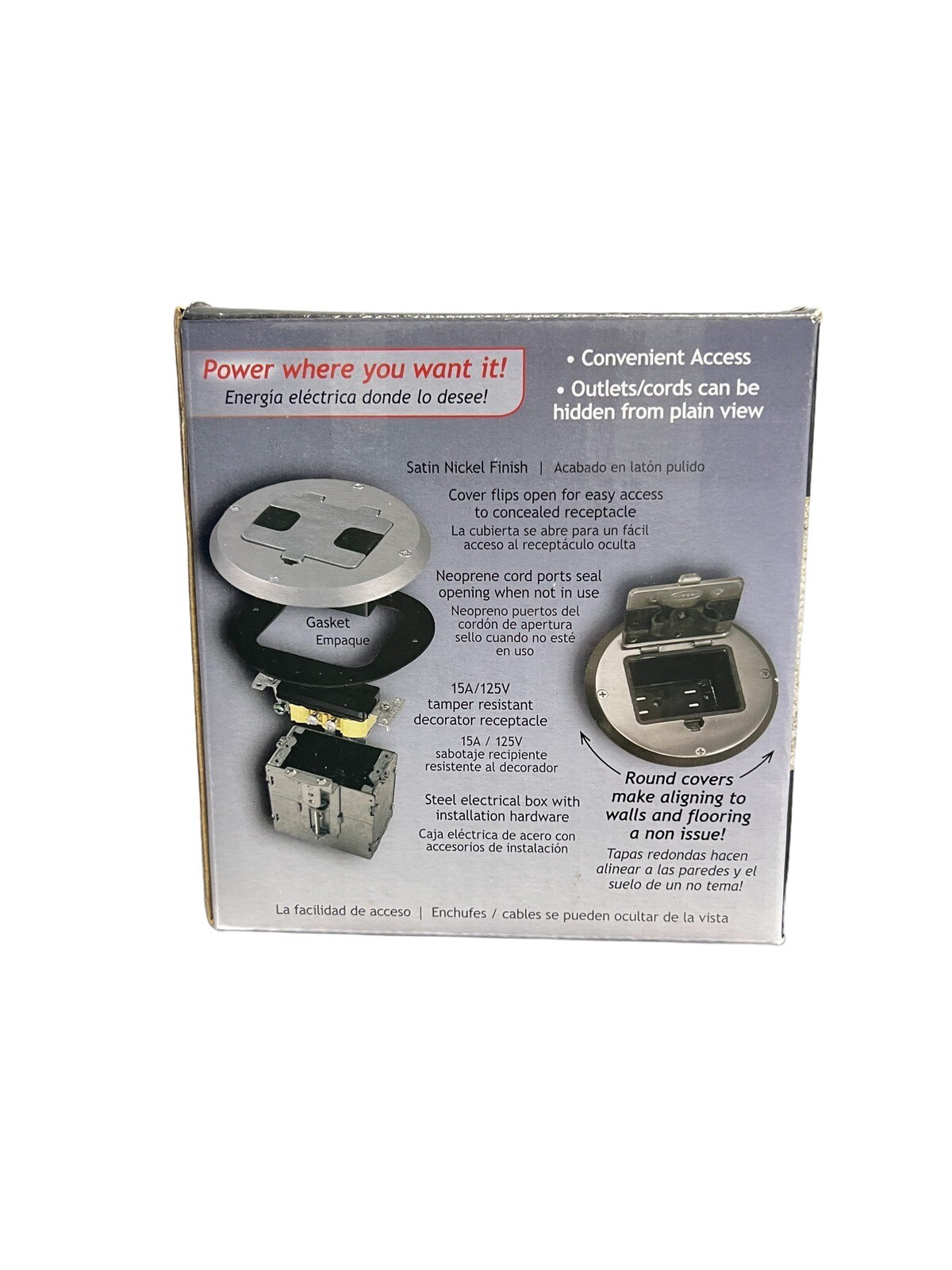 Hubbell Raco 6239NI Single Gang Floor Box Kit with Recessed Duplex 15A ...