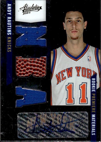 2010 PANINI ABSOLUTE ANDY RAUTINS 182 RC JERSEY BALL AUTOGRAPH 128/499 ...
