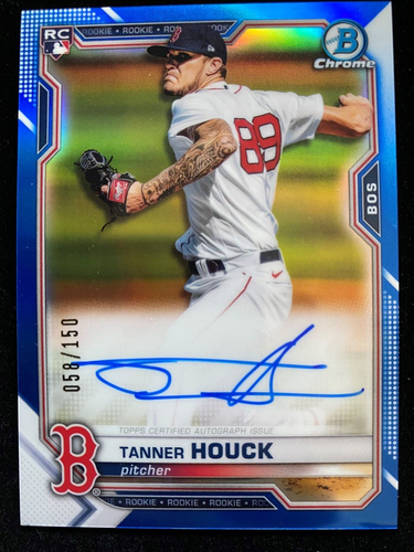 2021 Bowman Chrome TANNER HOUCK Rookie BLUE REFRACTOR AUTO #58/150 Red ...