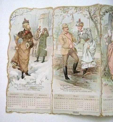 1899 Advertising Calendar "U.S. Rubber Co." Gorgeous Pictures of 1800's ...