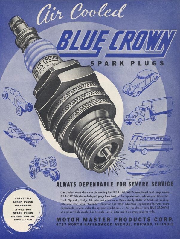 Blue Crown Spark Plugs by Motor Master, Chicago NEW Metal Sign: 9x12 ...