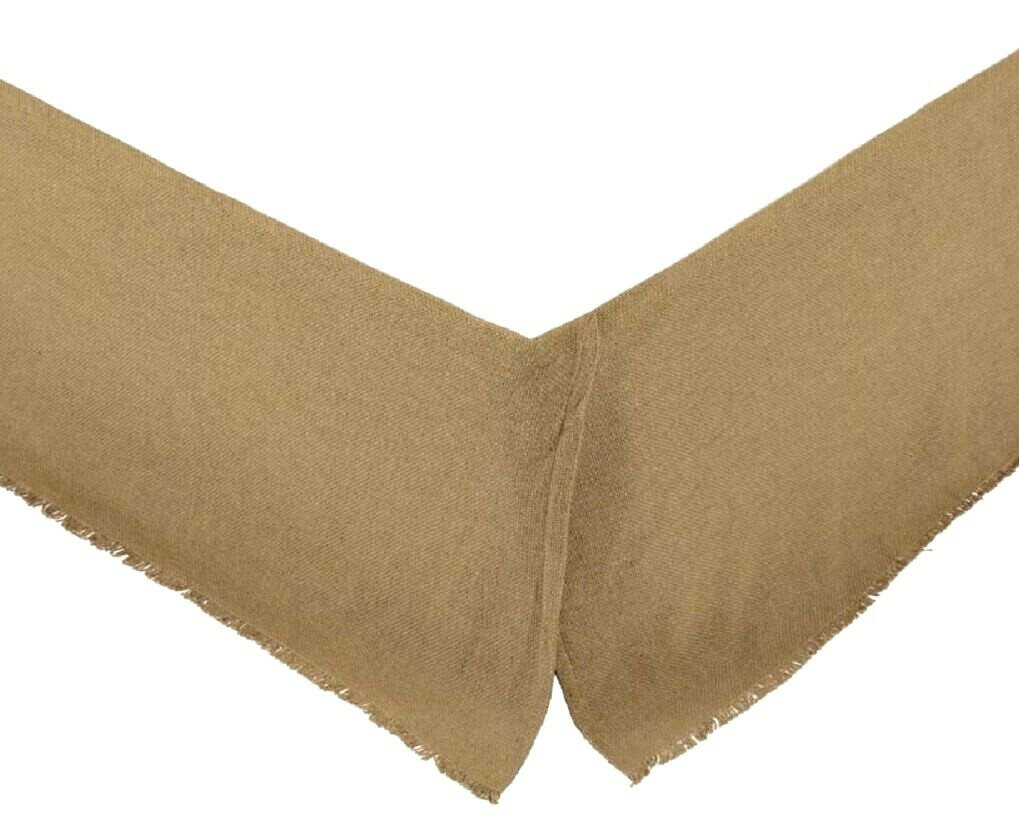 Rustic Burlap Bed Skirt Fringed Edge Flat Panel Natural Tan Cotton ...