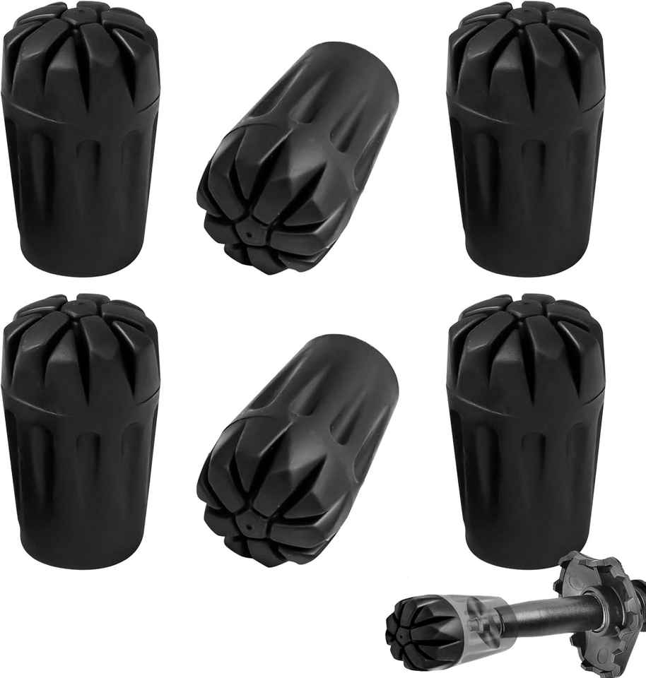 6 Pack Hiking Walking Sticks Rubber Tips, Replacement Tips Protectors ...