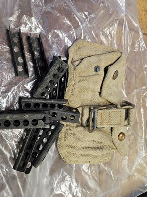 10 each British Lee Enfield SMLE 303 stripper clips with pouch, desert ...