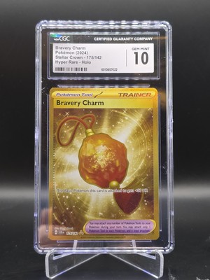 Pokemon Stellar Crown Bravery Charm 175/142 Hyper Rare Gold CGC 10 GEM ...