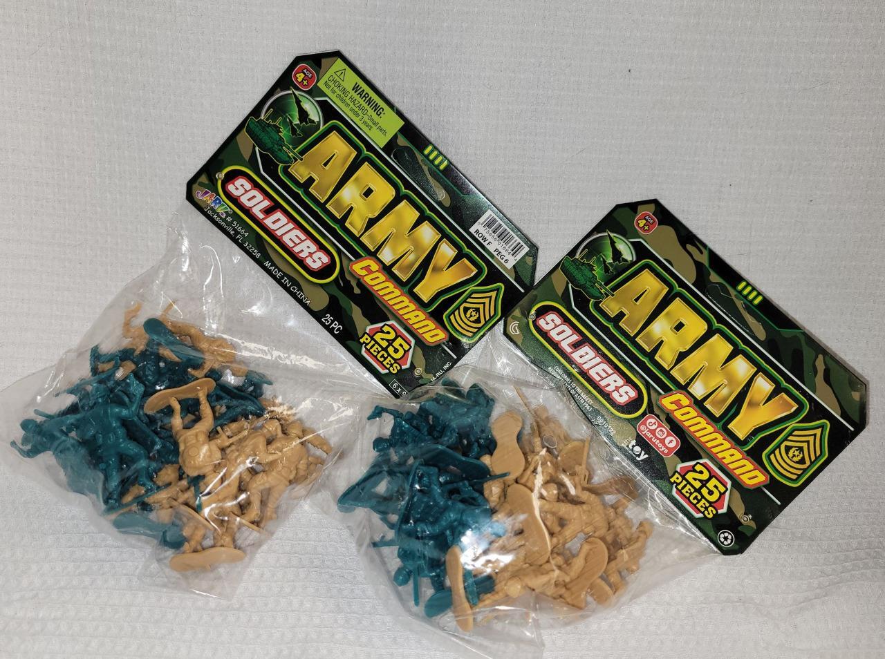 ARMY Command Soldiers 2 PKGS Ja-Ru Toys Total 50 pcs Teal & Tan SEALED ...