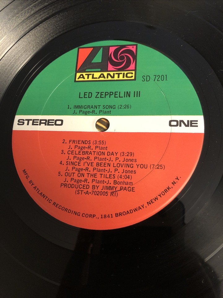 Led Zeppelin III 3 SD 7201 LP Vinyl Record 1970 Working Wheel Atlantic ...
