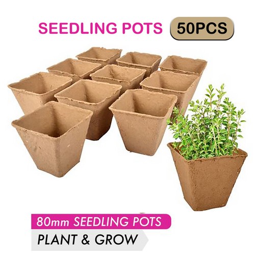 50Pcs Square Peat Pots Plant Starter Nursery Pots for Seedings Garden ...