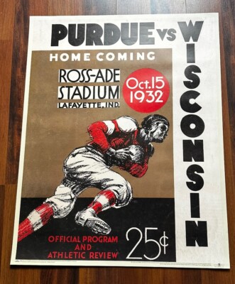 PURDUE Boilermakers Football 1932 Vintage NCAA Program Cover 22x28 ...