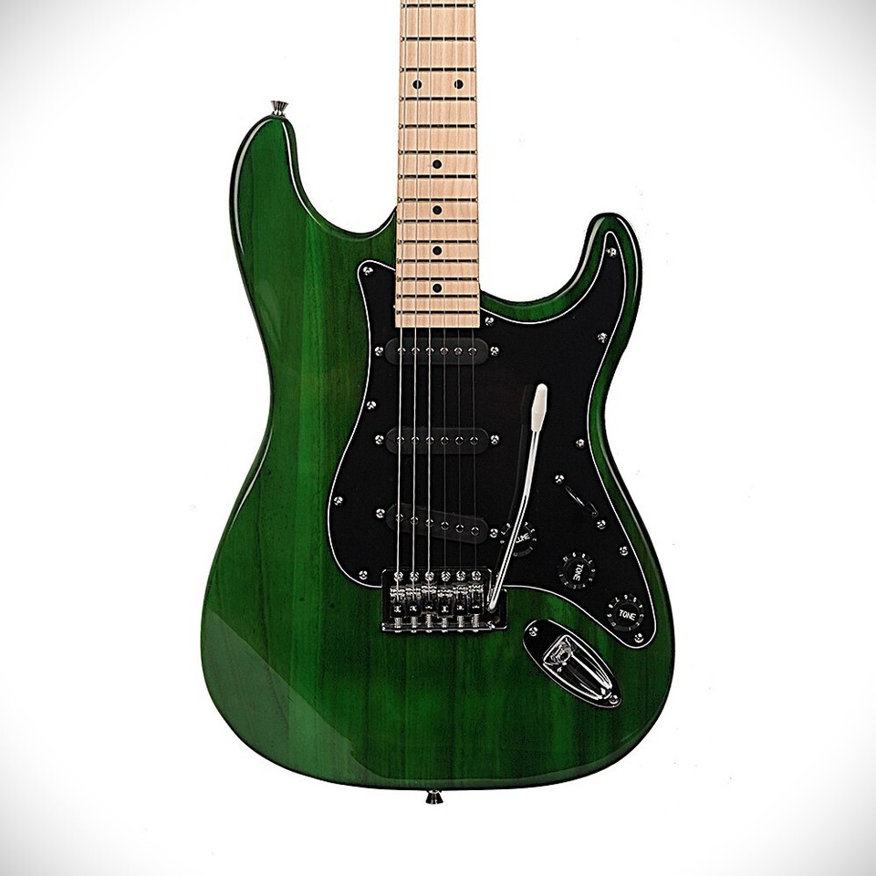 Full-Size Trans Green Strat Style Electric Guitar Package with Gig Bag ...