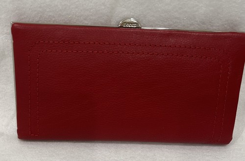 NIB NEW LODIS Samba Red Full Frame Leather Quinn Clutch Wallet Silver ...