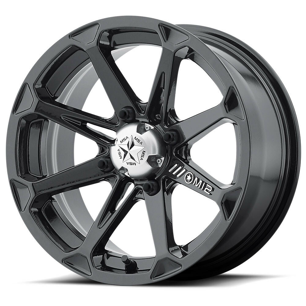 MSA 14x7 M12 Diesel Wheel Gloss Black 4x110 PCD +10mm Offset 4.39"BS | eBay