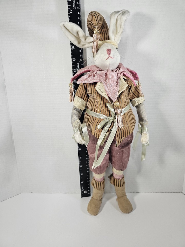 Rare Vintage Freestanding Jester Rabbit Doll White Easter Bunny ...