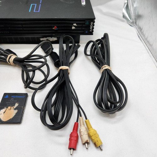 Sony Playstation 2 SCPH-39001 Console Black PS2 Fat Controller Cords ...
