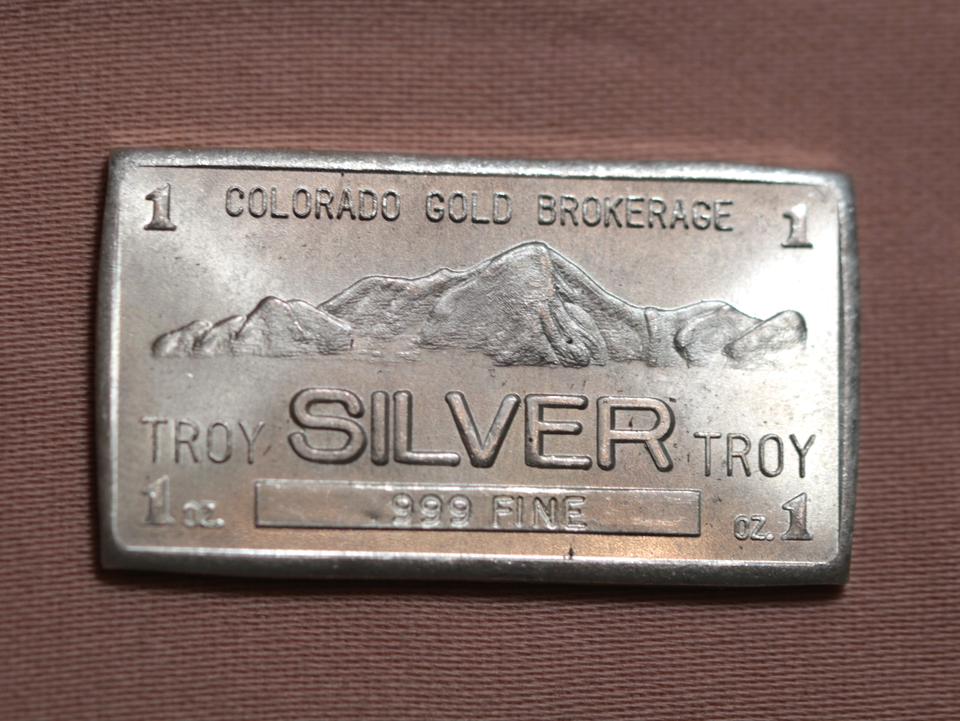 Vintage Colorado Gold Brokerage 1 oz .999 Fine Silver Art Bar Free ...