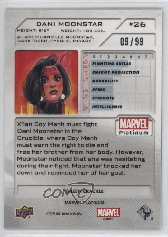 2023 Upper Deck Marvel Platinum Green Crackle 9/99 Mirage Dani Moonstar #26 nz1 | eBay