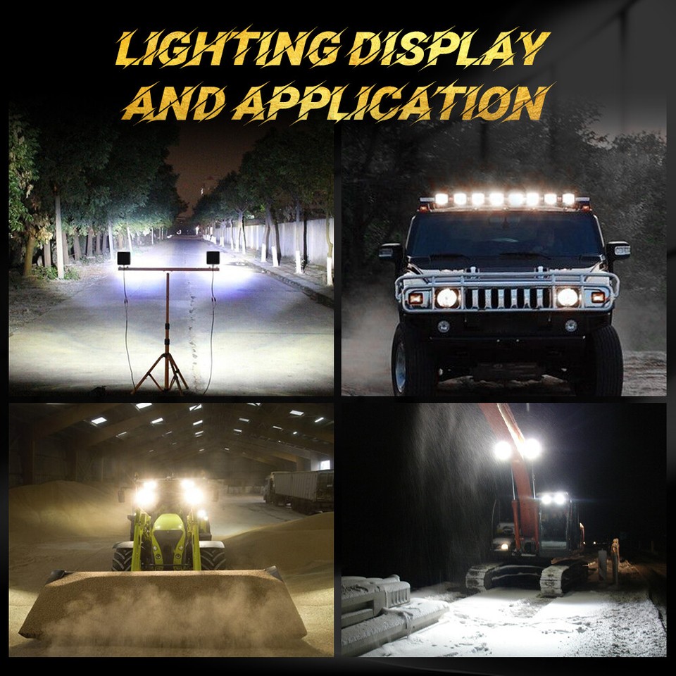 4Pcs Square LED Work Light Pods SPOT Lights For Truck Off Road 4X4 ...