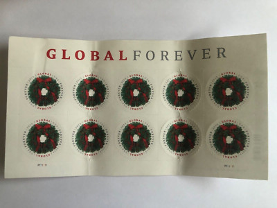 USPS Global Forever Stamp Evergreen Wreath Scott # 4814 Sheet Of 10 ...