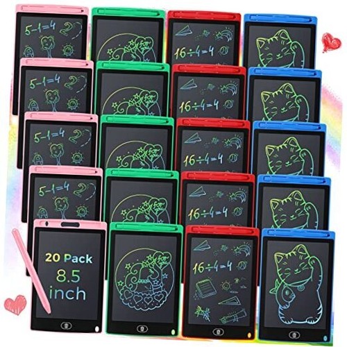 20 Pack LCD Writing Board for Kids, 8.5 Inches Doodle Blue, Red, Green ...