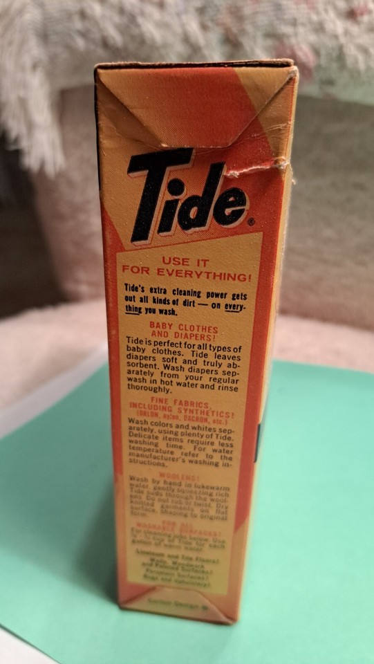 Vintage 1950s Sample Size Tide Detergent Box NOS Full Unopened Graphic ...