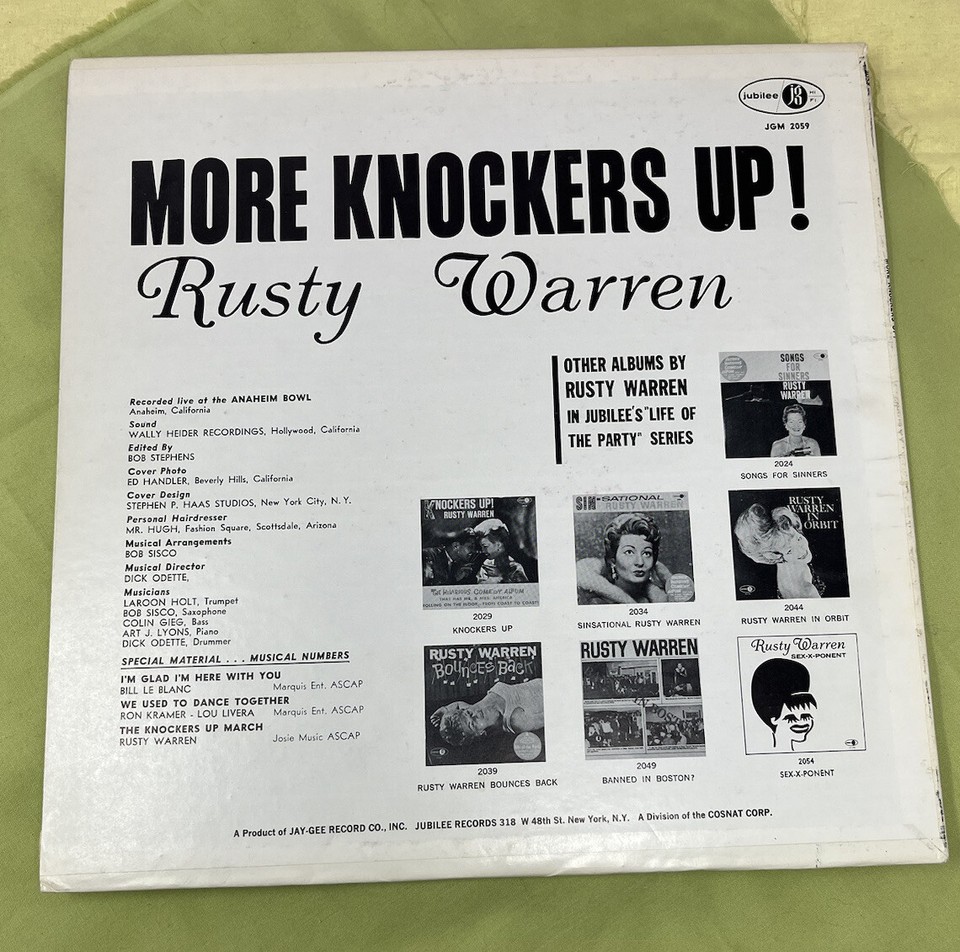 Rusty Warren More Knockers Up! 1965 Autographed Vinyl LP Comedy ...