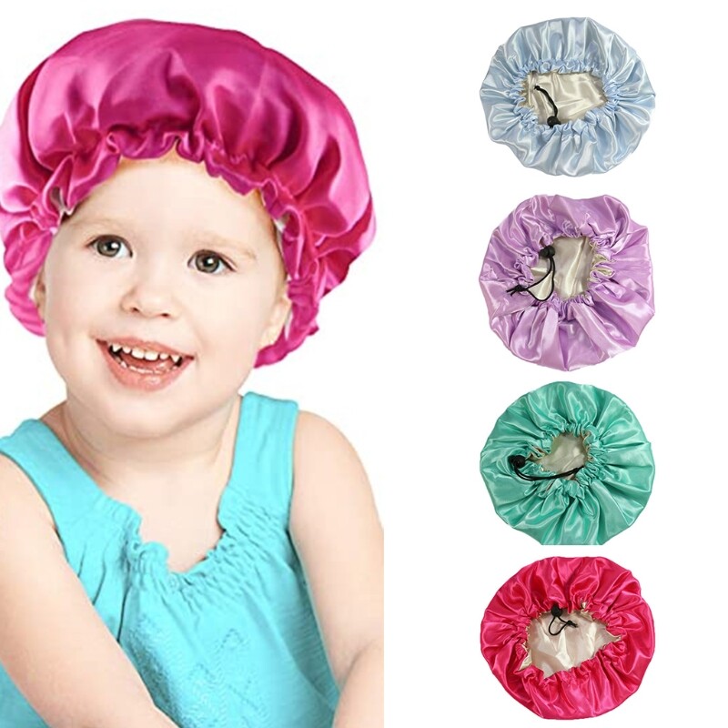 Double-layer Drawstring Adjustable Hair Protector Hat Night Hat Bonnet ...