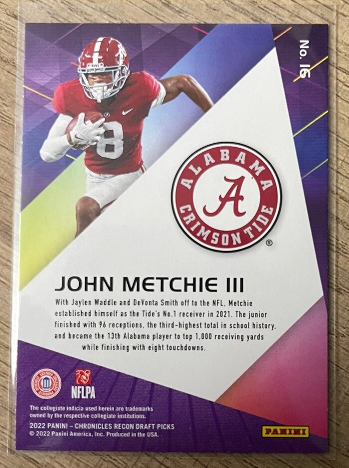 2022 Panini Chronicles Draft Picks - Recon John Metchie III #16 Pink ...