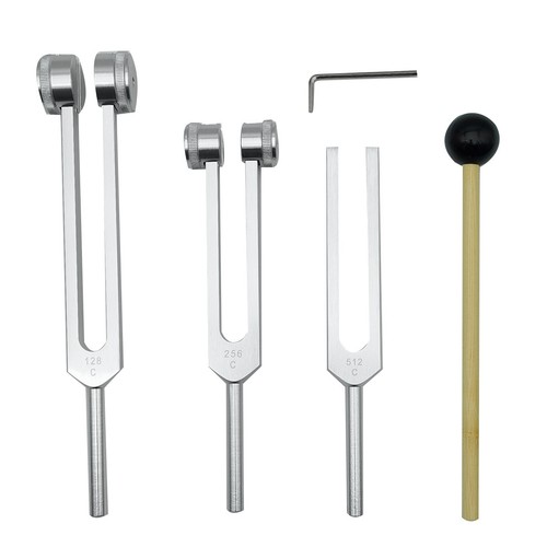 Lot de 4 Diapasons (128 Hz, 256 Hz, 512 Hz) avec Marteau à Diapason ...