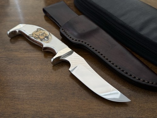 A.C. Warren Custom Fixed Blade Knife Hunter Nice Puma Scrimshaw By ...