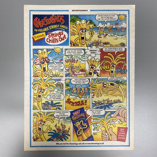 CHEESTRINGS THE PEELABLE STRINGY CHEESE COMIC STRIP 1997 VINTAGE RETRO ...