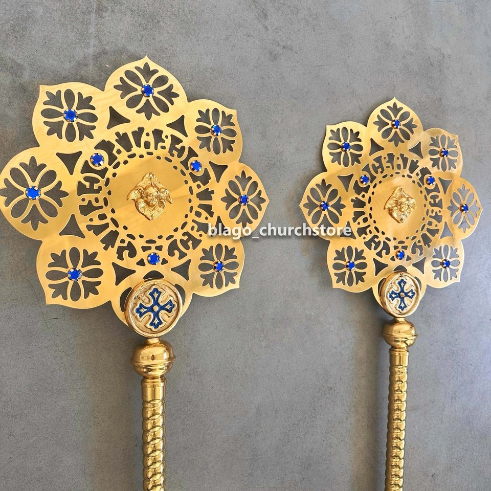 Church Liturgical Fan Ripidion Collapsible Orthodox Rapids Brass 62.99 ...