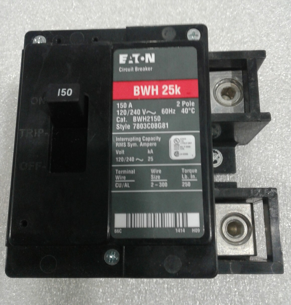 BWH2150 EATON 2 POLE 150A 120/240VAC 60Hz UL CIRCUIT BREAKER NEW | eBay