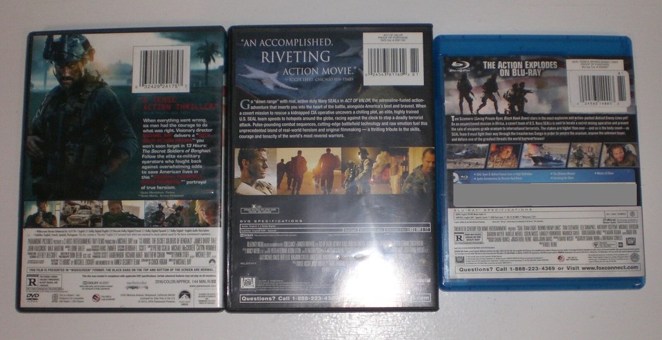 lot of 3 - 13 Hours & Act of Valor dvds, SEAL Team 8: Behind Enemy ...