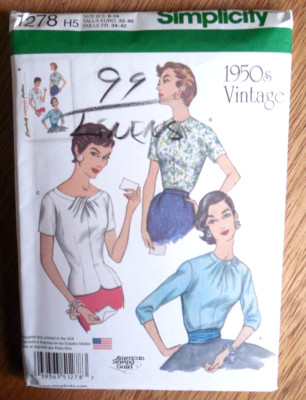 NEW Simplicity Retro 1950's Pattern 1590 Misses' sz 6-14 Blouse with ...