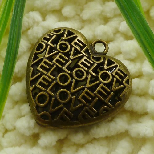 21 Pcs Bronze Plated Love Hollow Out Heart Charms 35MM S1234 DIY ...