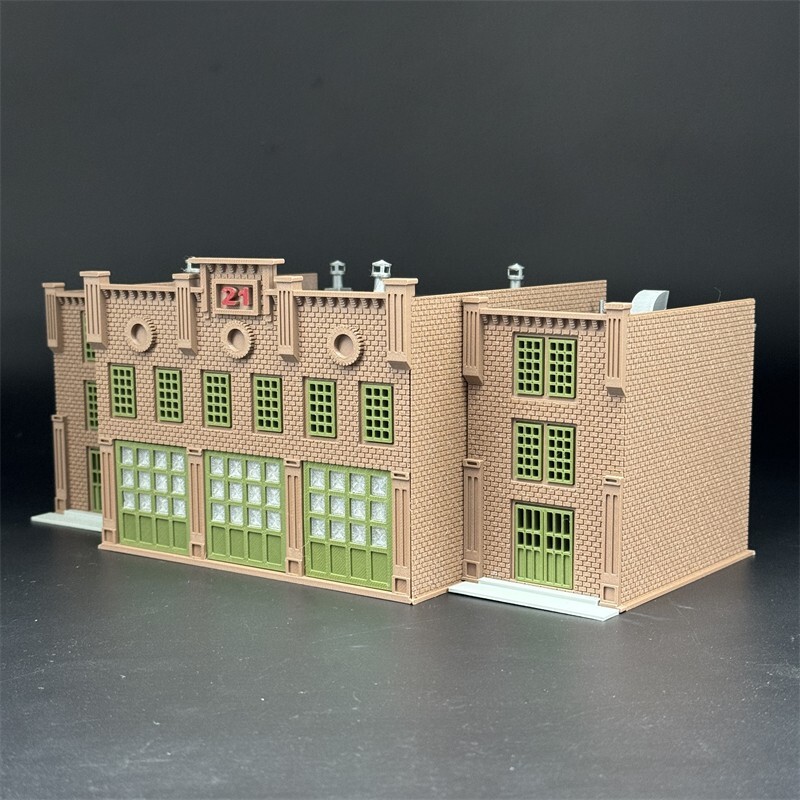 1/87 HO Scale Fire Station Building Model DIY Plastic Assembly Model ...