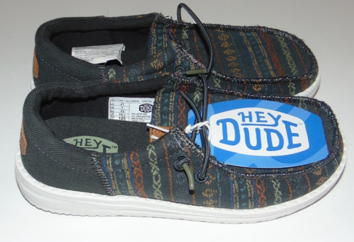 ~NWT Boys HEY DUDE Wally Funky Y Fall Horizon Shoes! Size J1 Cute FS ...